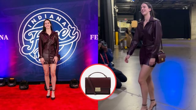 In Photos: Caitlin Clark makes fashion statement pairing burgundy faux ...