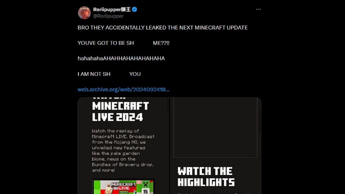 Minecraft Live 2024 leak hints at new update, mob, and biome