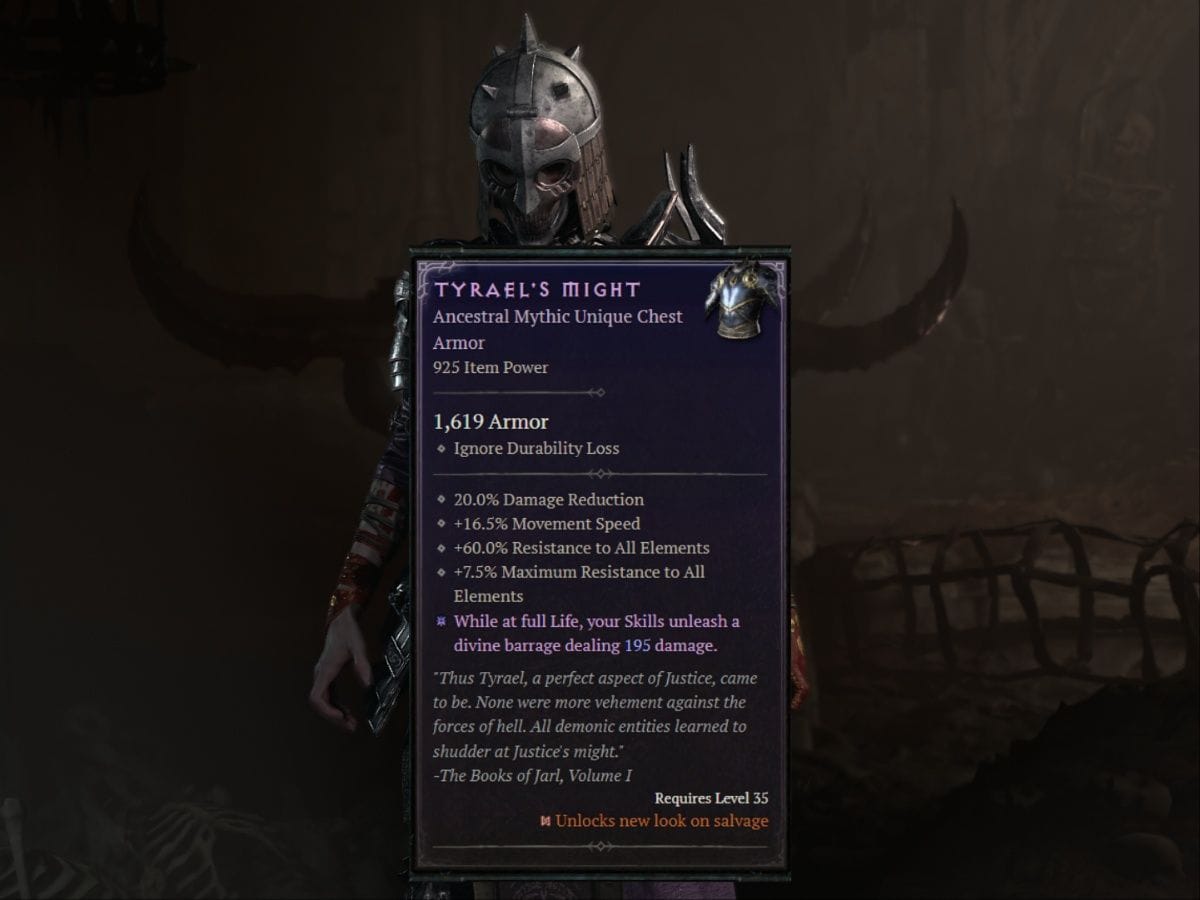How to get Tyrael's Might in Diablo 4 and its unique effects
