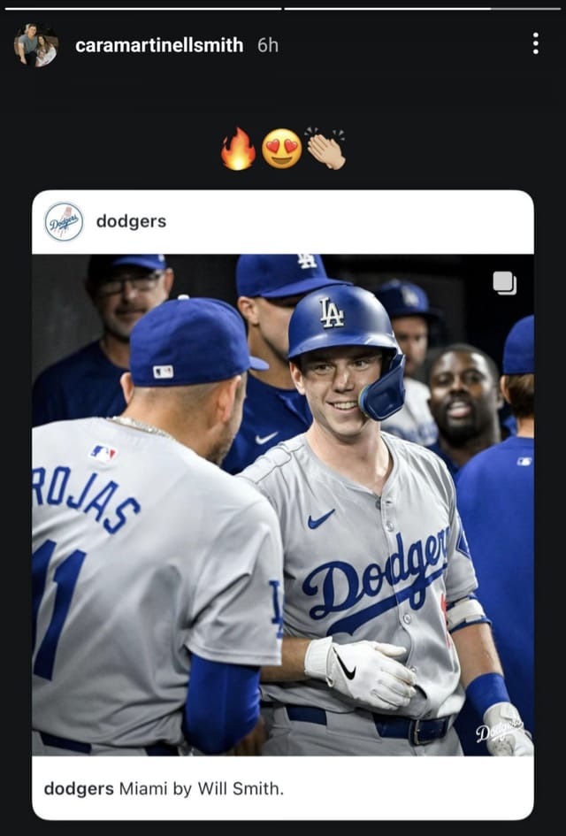 Will Smith's wife Cara reacts to Dodgers star's solo homer that gave ...