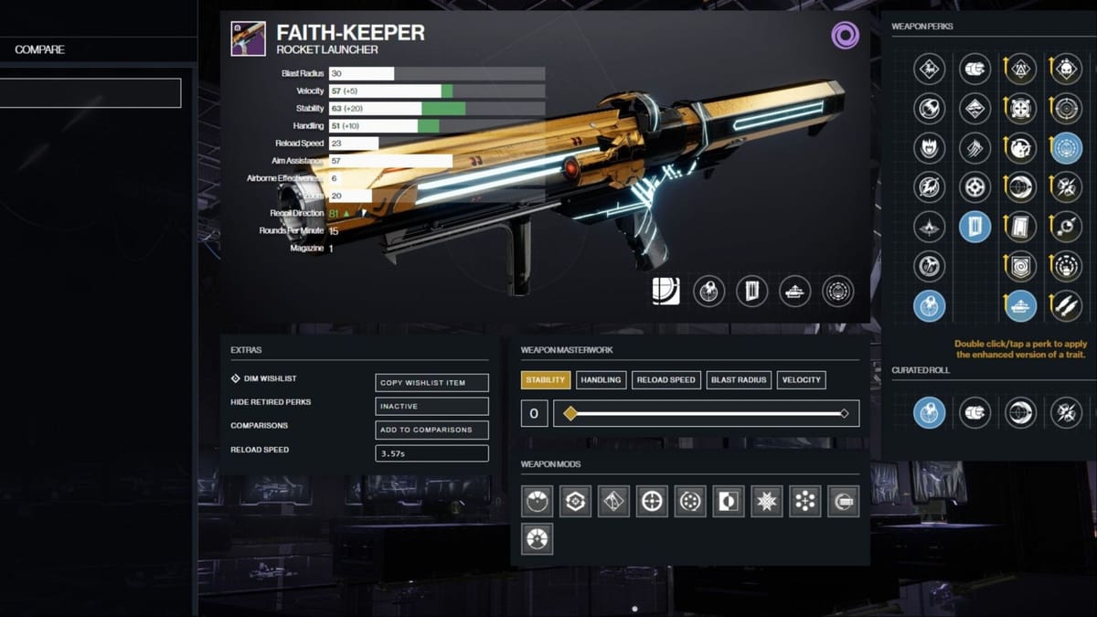 Faith-Keeper god roll guide for Destiny 2 PvE and PvP