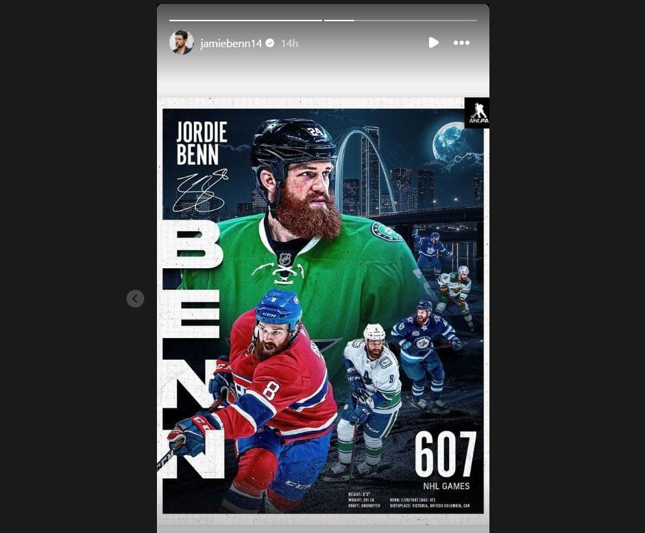 Dallas Stars' Jamie Benn pens heartfelt farewell for brother Jordie ...
