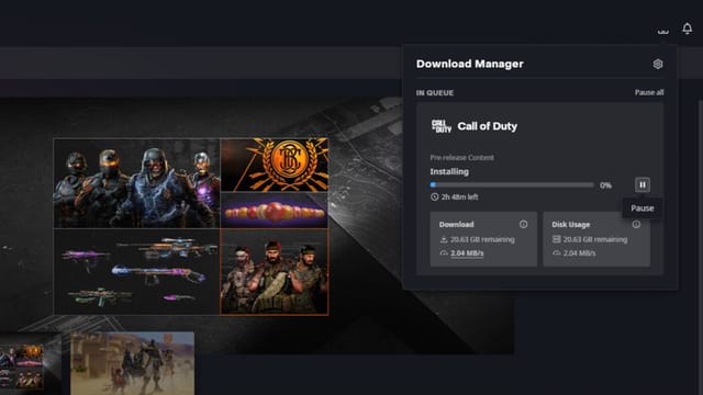 MW3 and Warzone Season 6 pre-load size on PC (Battle.net)