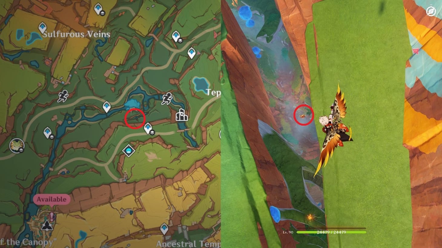 Genshin Impact Tepeacac Rise Pyroculus locations