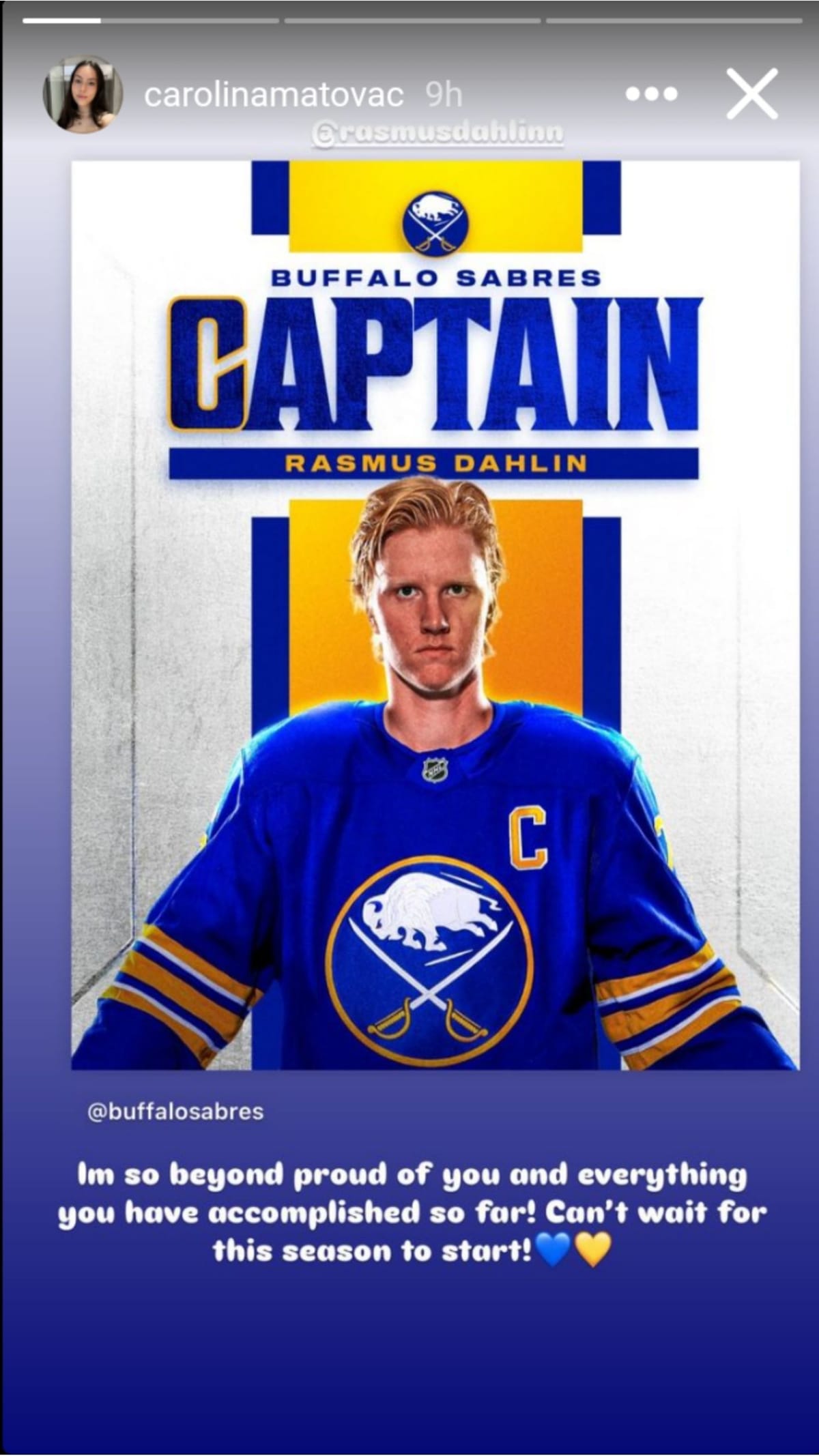 Rasmus Dahlin's partner Carolina Matovac pens heartfelt message after ...