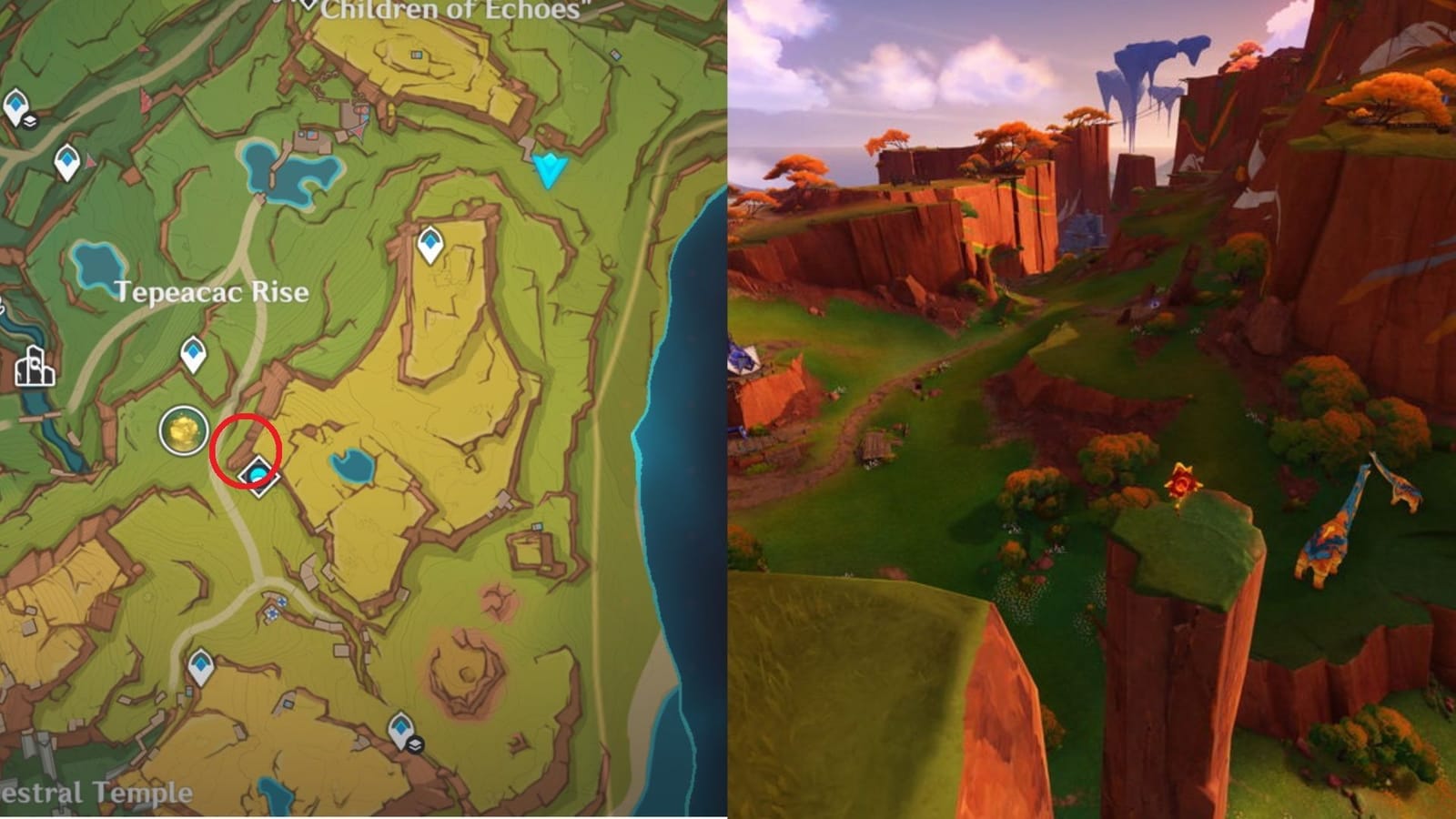 Genshin Impact Tepeacac Rise Pyroculus locations