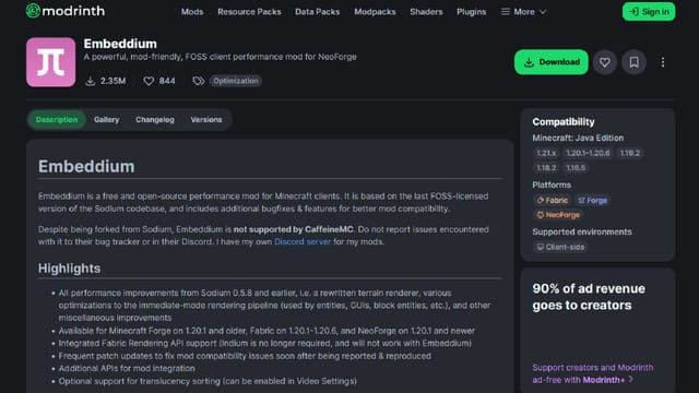 Minecraft Embeddium mod: Features and installation guide