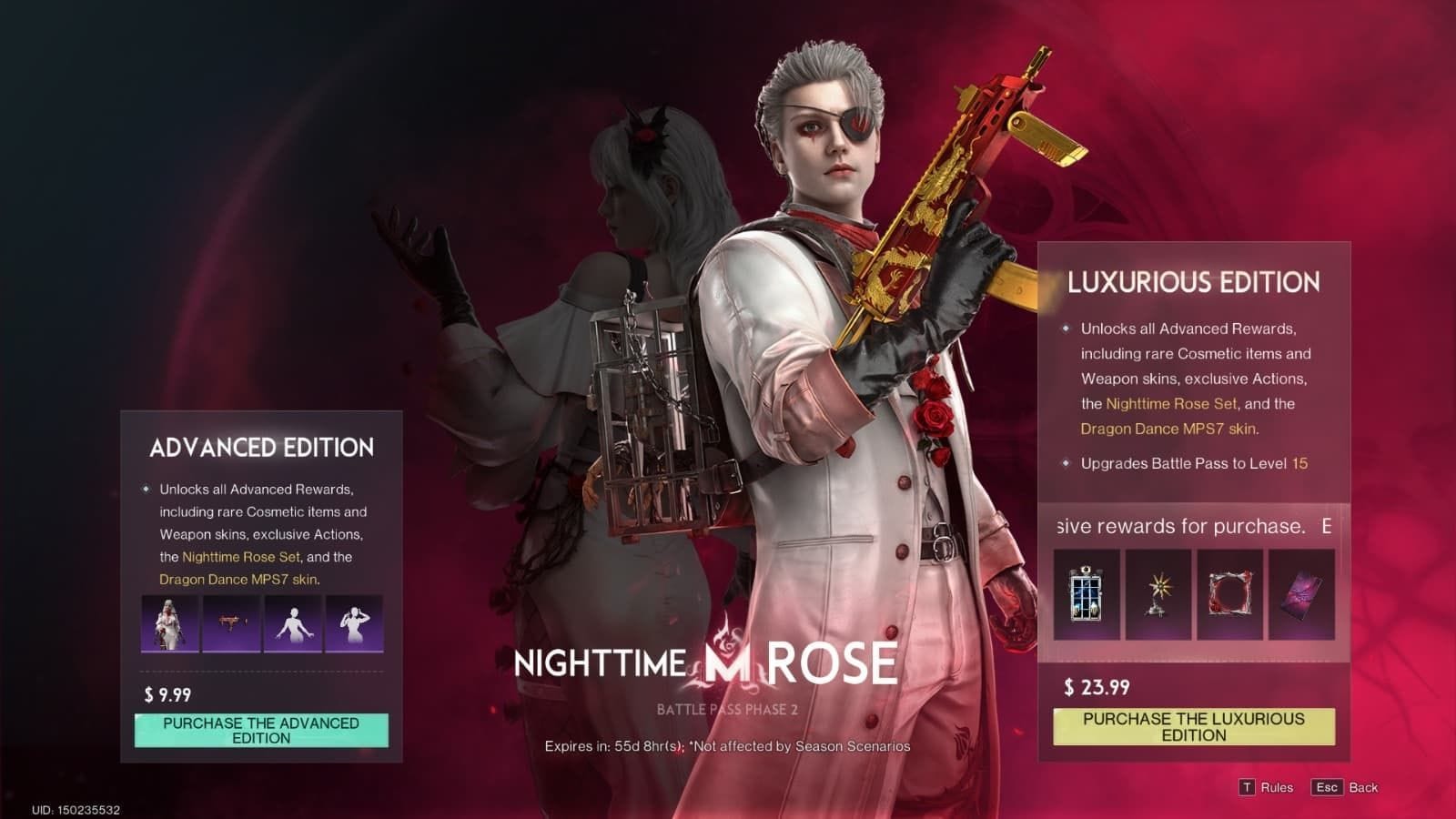 Once Human Battle Pass Season 2 Nighttime Rose Rewards, premium price ...
