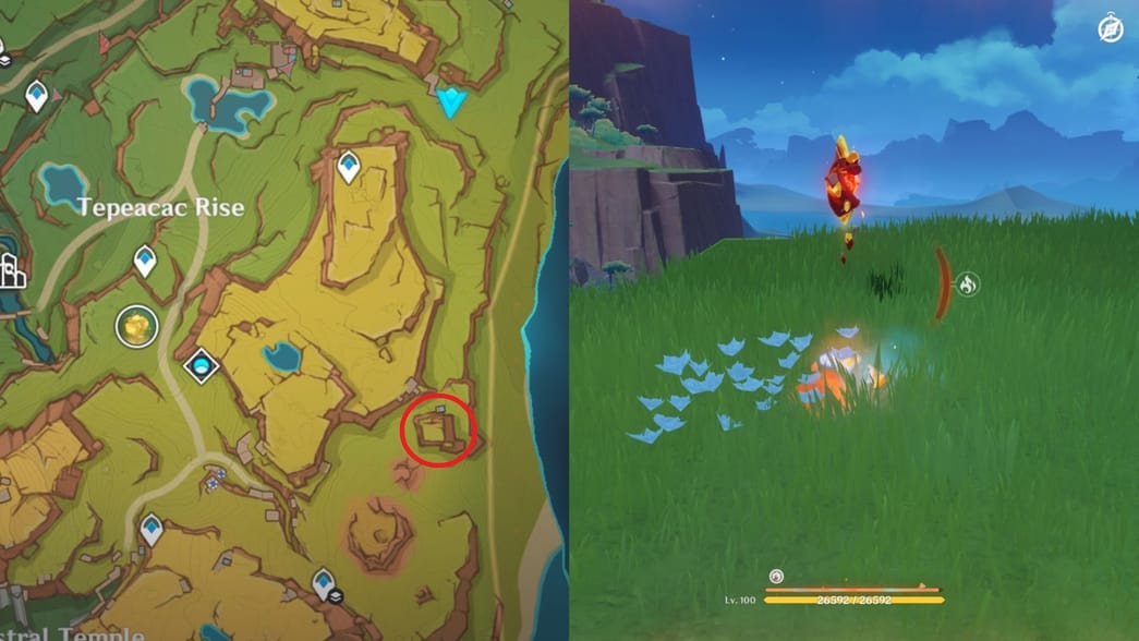 Genshin Impact Tepeacac Rise Pyroculus locations