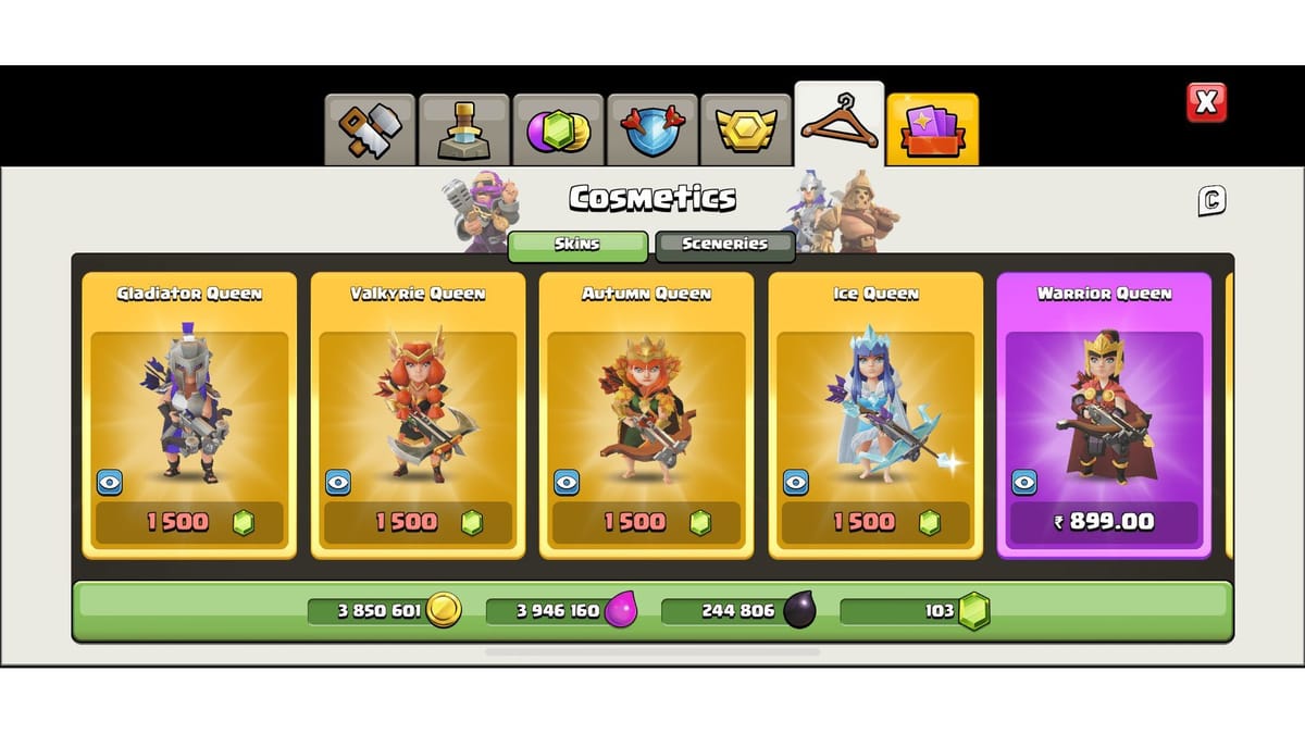 All Archer Queen skins in Clash of Clans