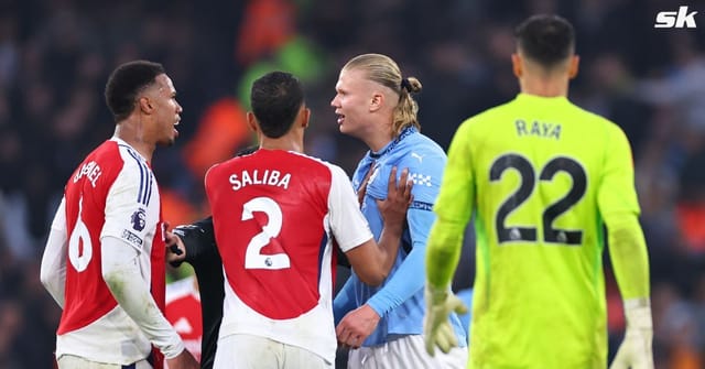 Erling Haaland spotted throwing ball at Gabriel’s head as video before ...