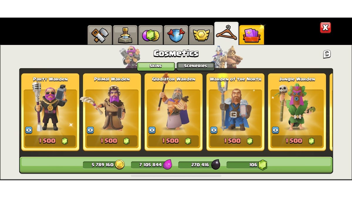All Grand Warden skins in Clash of Clans