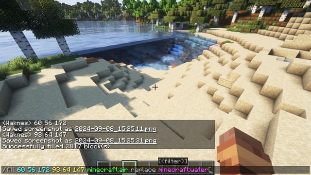 Minecraft remove water command: How to use