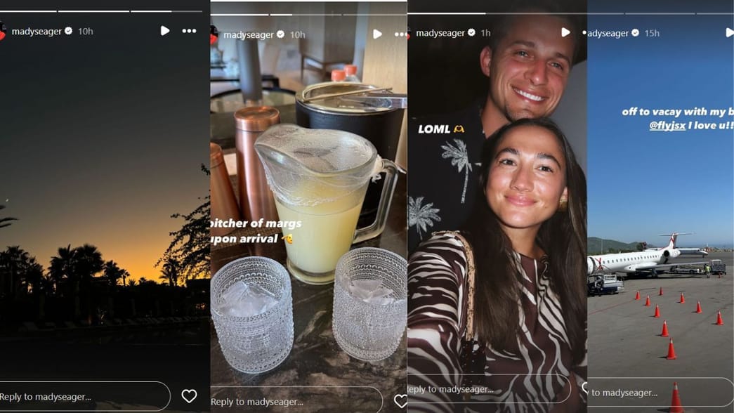 Corey Seager poses with wife Madisyn in Hawaiian shirt during romantic ...