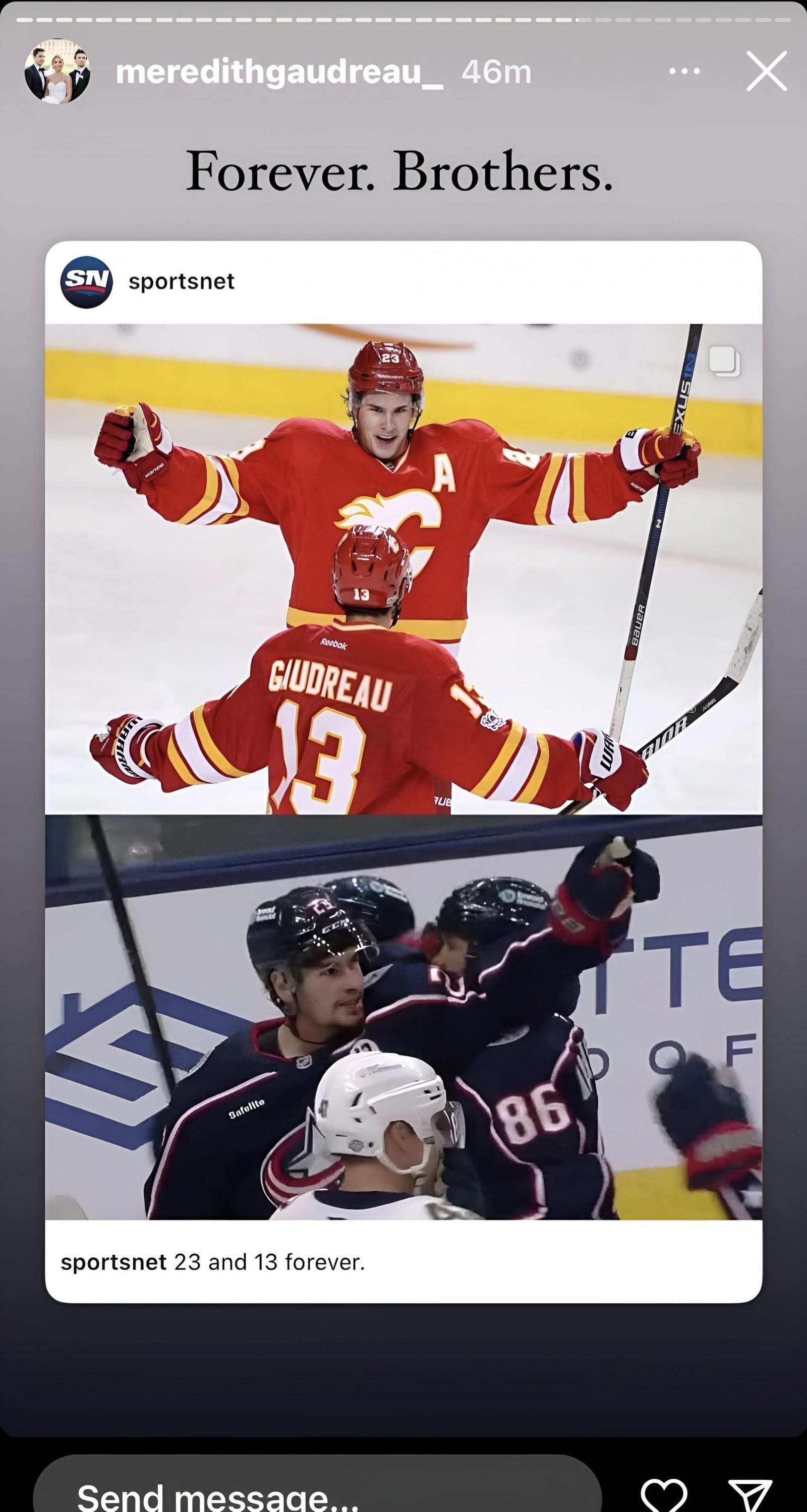 Johnny Gaudreau's wife Meredith drops a two-word reaction to Sean ...