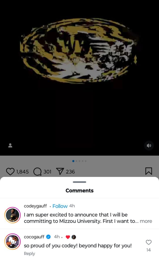 Coco Gauff "beyond happy" for brother Codey as he confirms commitment ...