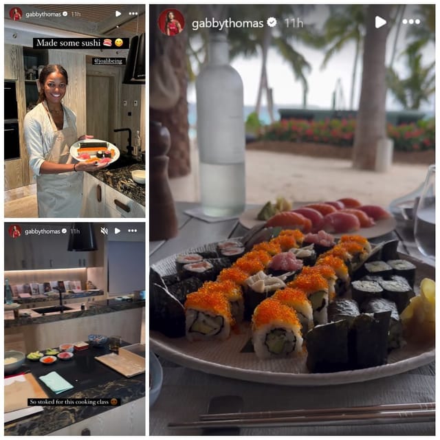 In Pictures: Gabby Thomas takes a cooking lesson and prepares delicious ...