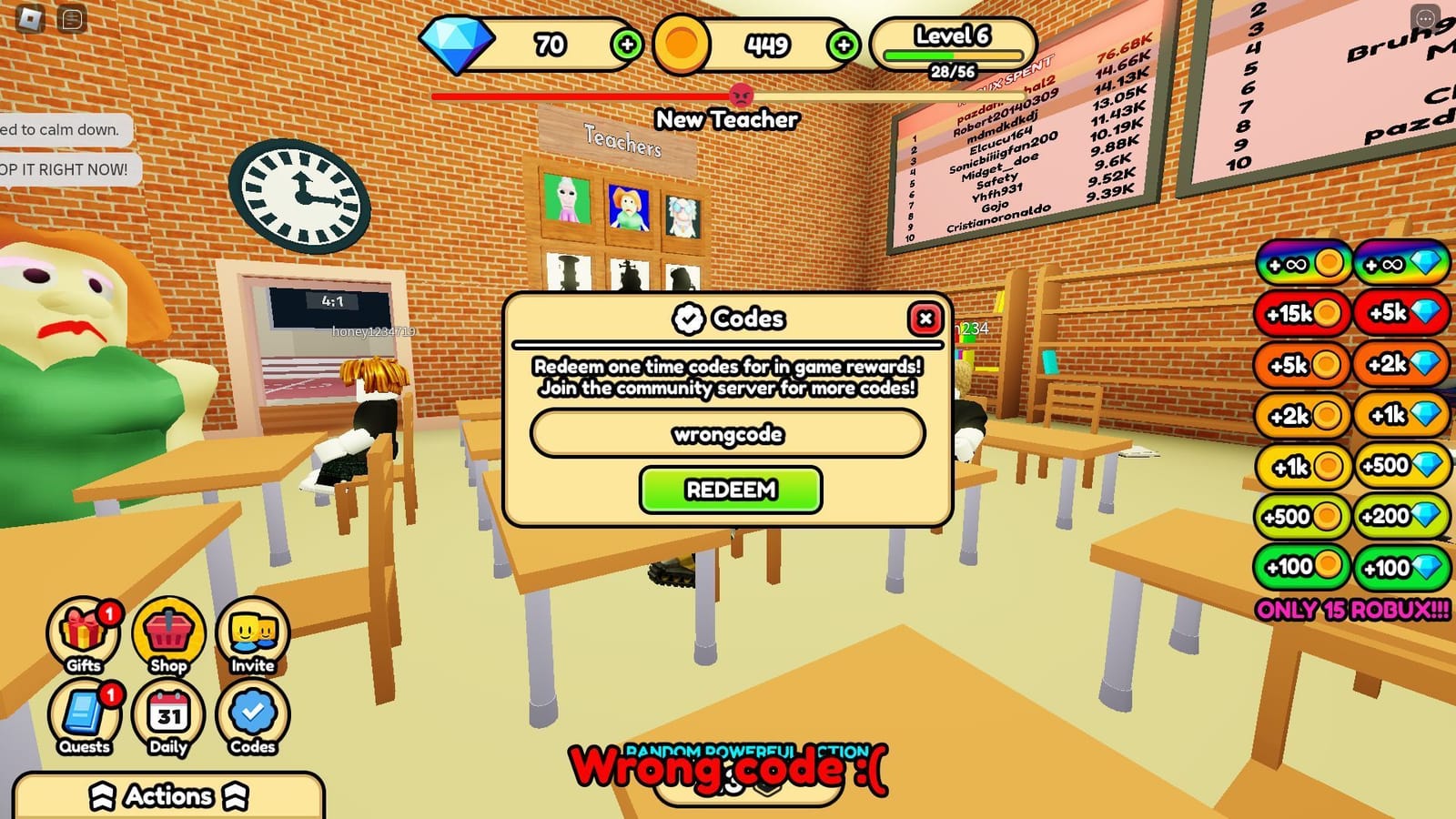 Prank the Teacher codes