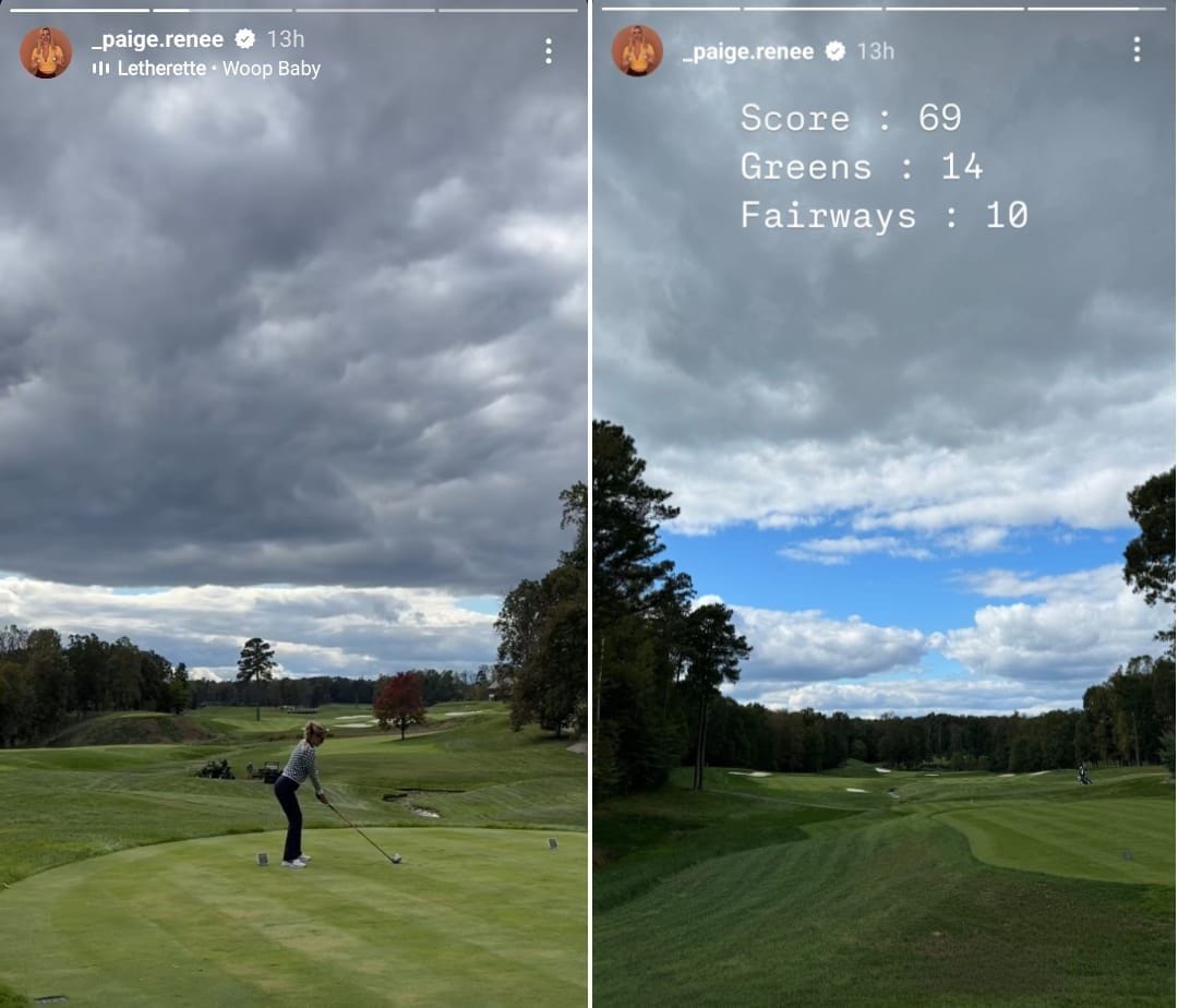 Paige Spiranac shares her impressive 69 score in 14 greens, showing her ...