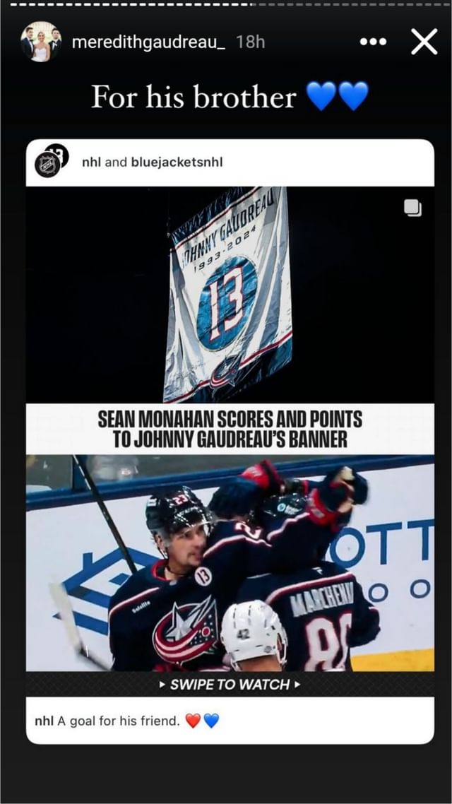 Johnny Gaudreau's widow Meredith pens emotional message for Sean ...