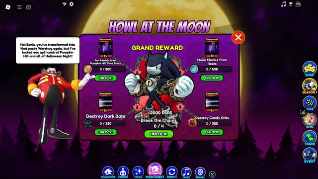 Sonic Speed Simulator Howl at the Moon event guide: Chained-Up Werehog