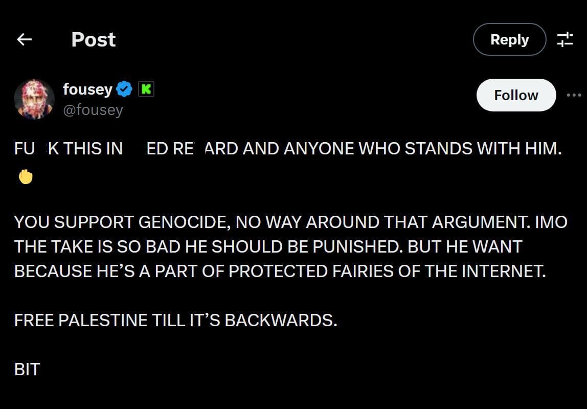 Palestinian-American Kick streamer Fousey slams Asmongold for his ...