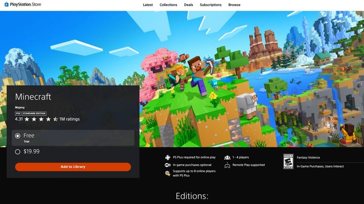 How to download and play Minecraft on PlayStation 5