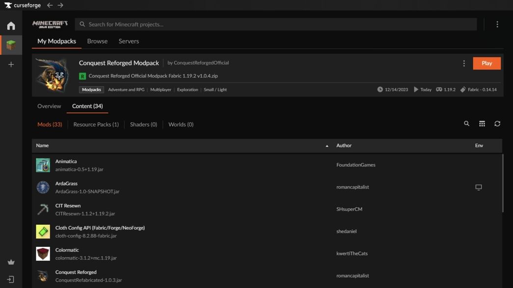 Minecraft Conquest Reforged modpack: Features and installation guide