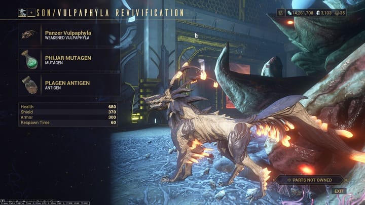Warframe: Complete Panzer Vulpaphyla build guide