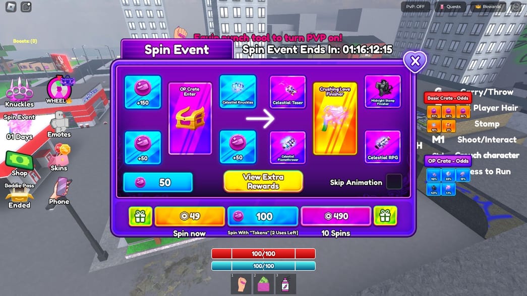 Baddies Spin Event: Odds for Basic and OP Crates