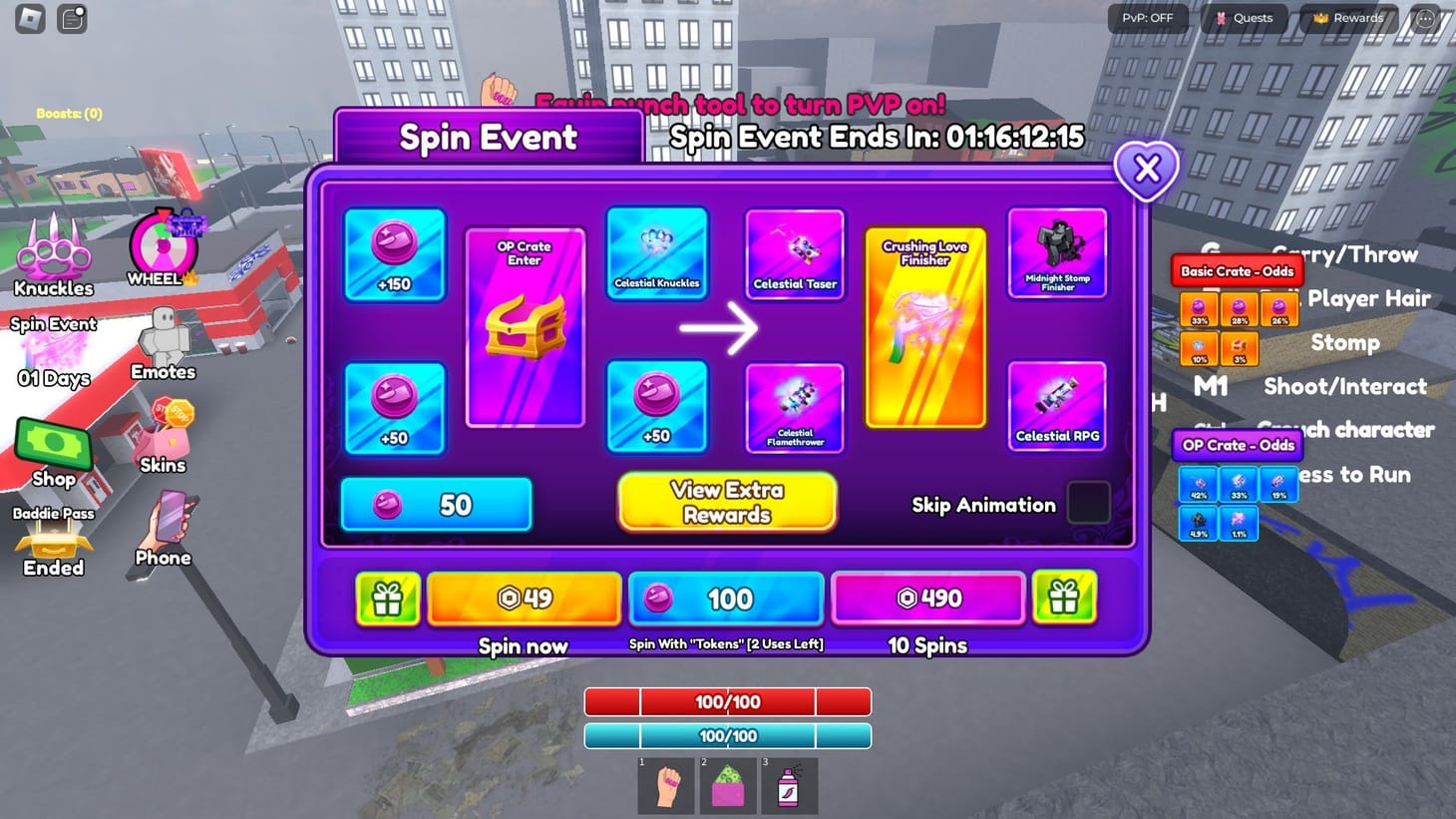 Baddies Spin Event: Odds for Basic and OP Crates