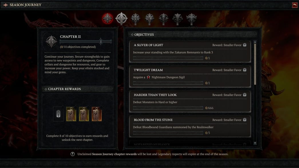 All Season Journey objectives and rewards in Diablo 4 (Season 6)