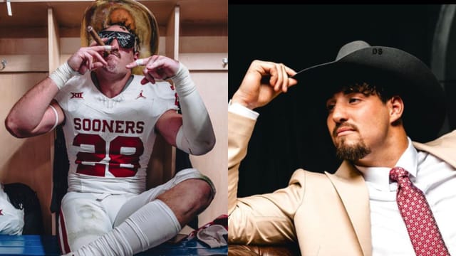 WATCH: Oklahoma LB Danny Stutsman chides Texas fans by flaunting gold ...