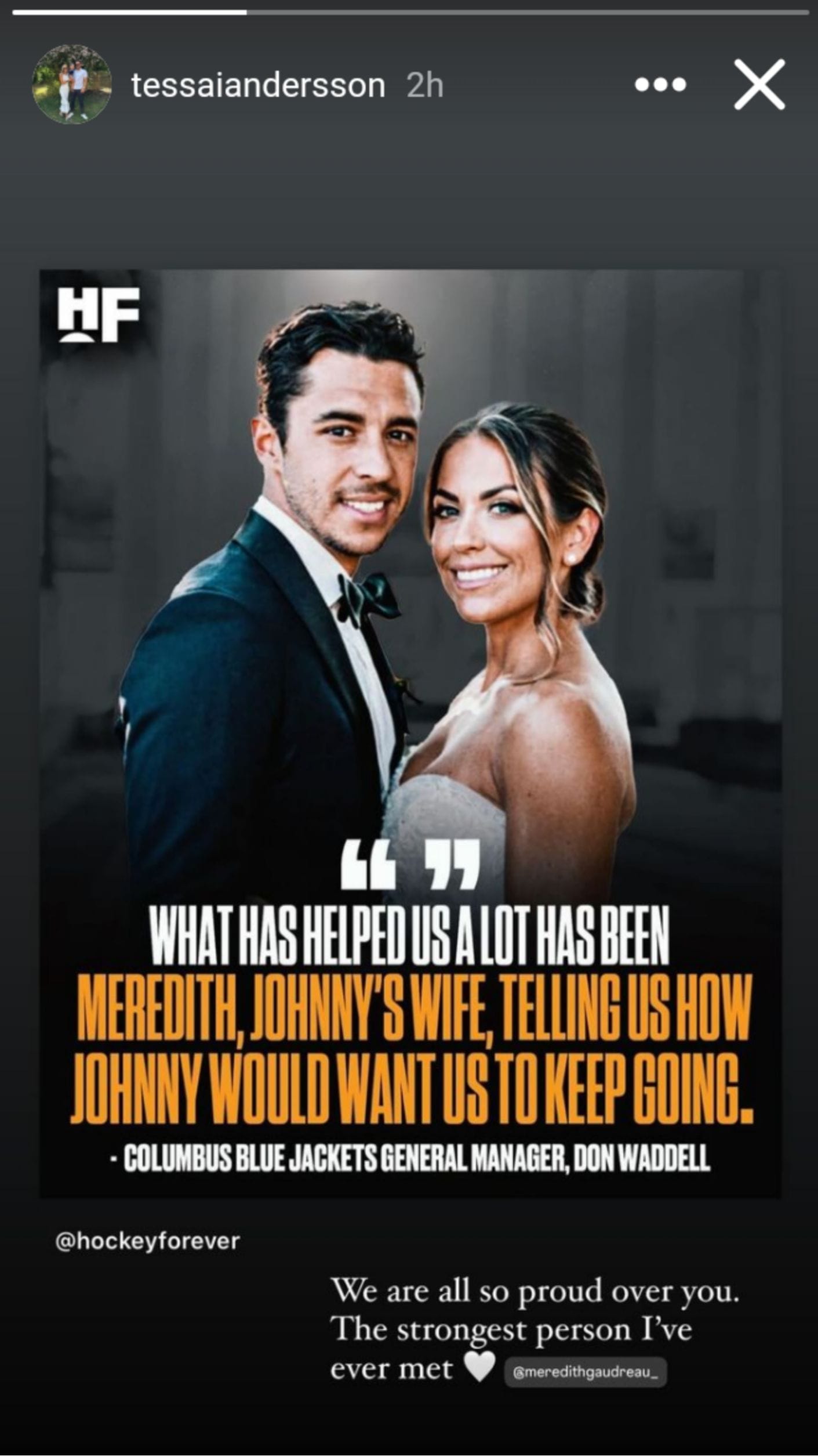 “The strongest person I’ve ever met”: Tessa Andersson lauds Johnny ...