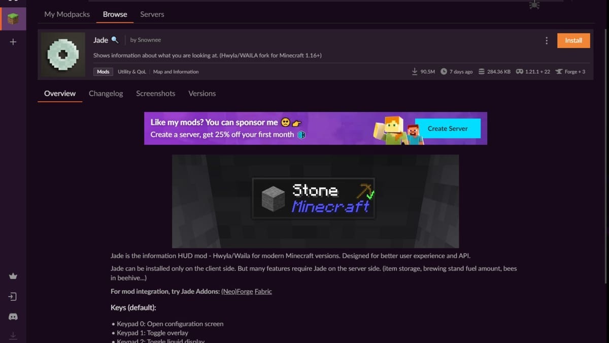 Minecraft Jade mod: How to install and use