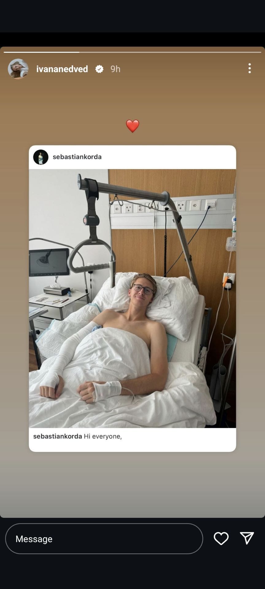 Sebastian Korda's girlfriend Ivana Nedved sends her love to American as ...