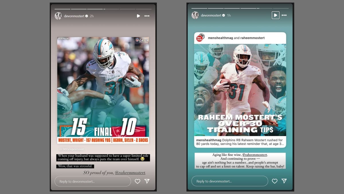 Raheem Mostert's wife Devon fact checks NFL fan for trolling Dolphins RB