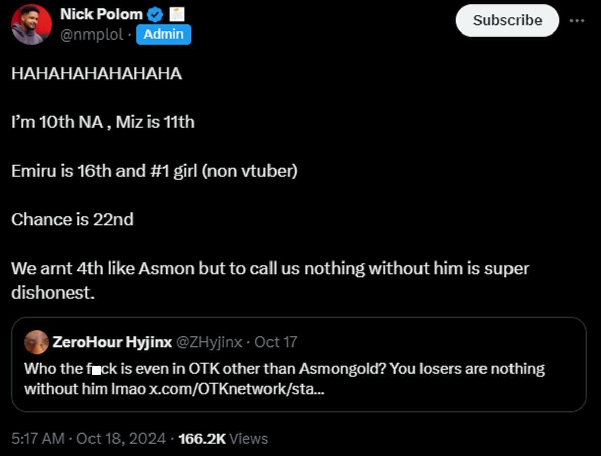 Twitch streamer Nmplol calls fans "super dishonest" for saying OTK is ...