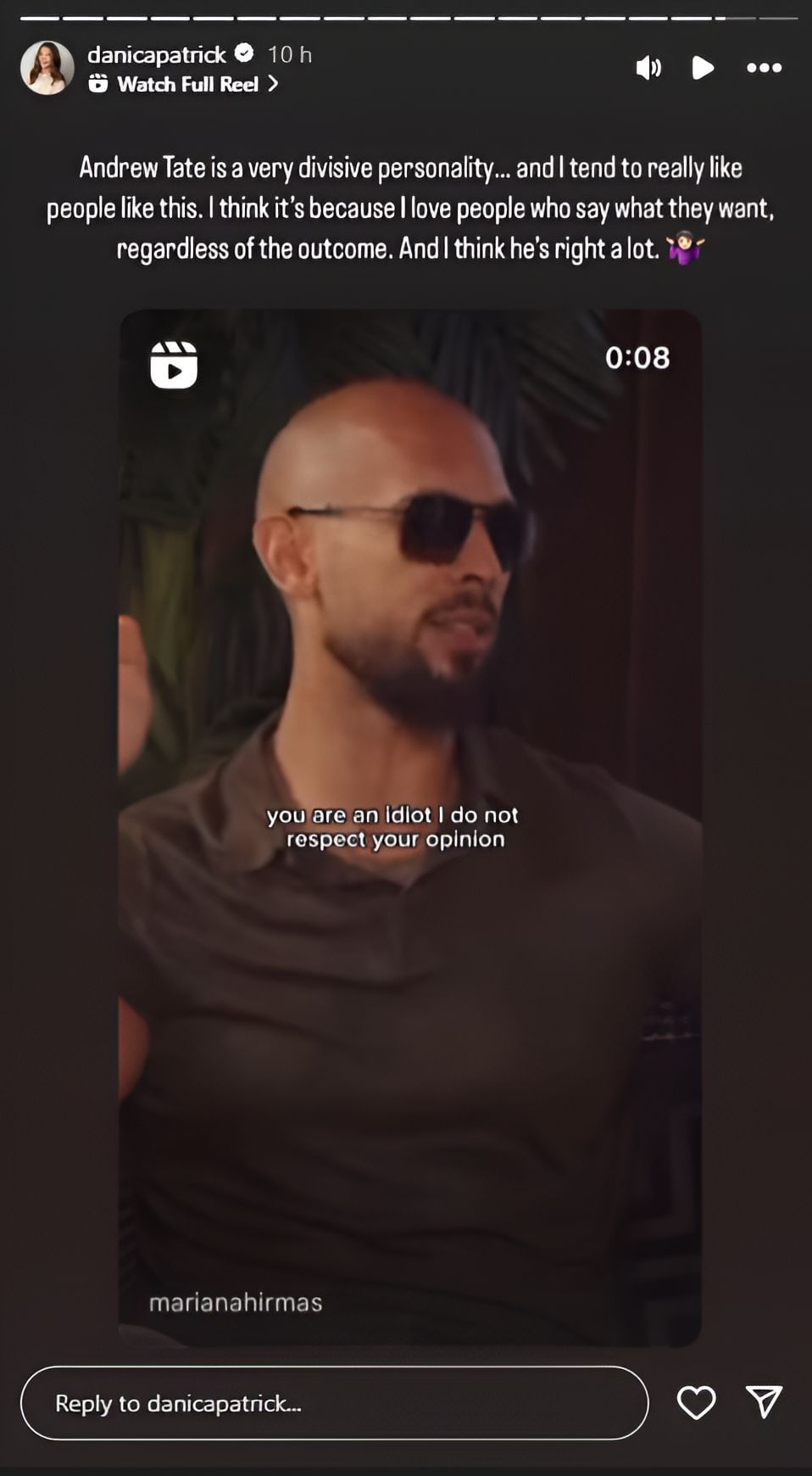 Danica Patrick expressed being fond of Andrew Tate’s “divisive personality” amid latter’s take ...