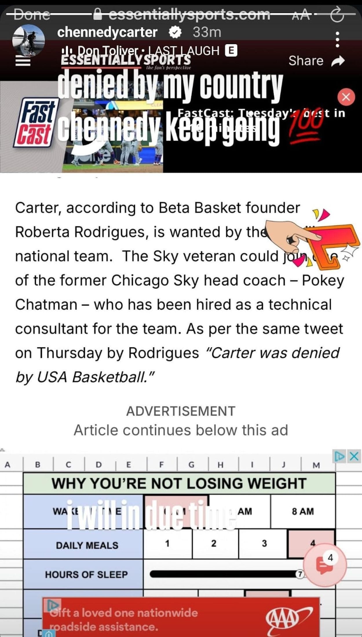 "Denied by my country": Chennedy Carter teases big announcement with cryptic message shading ...