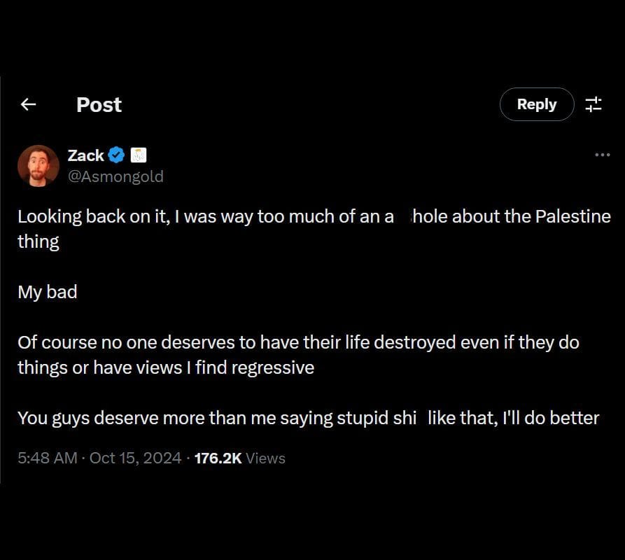 "My bad": Asmongold addresses recent comments he made about Palestine ...