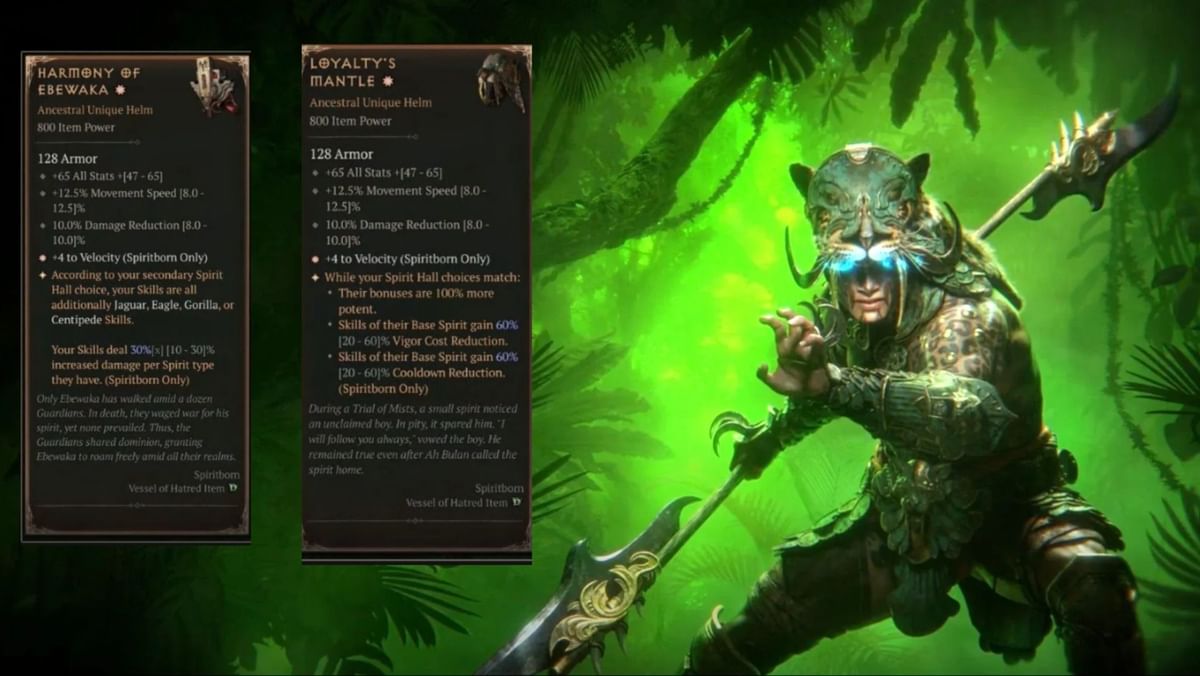 Diablo 4 Vessel of Hatred: All new Spiritborn Uniques and Mythics