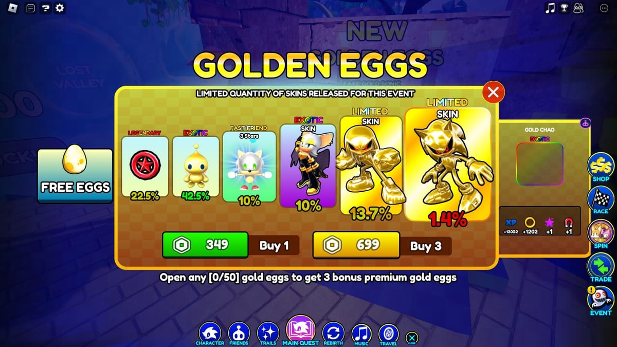 Sonic Speed Simulator Golden Eggs guide