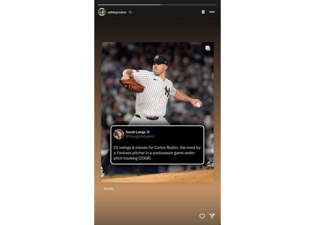 Carlos Rodon's wife Ashley shares 2x All-Star pitcher's stellar stats from Yankees vs. Guardians ...