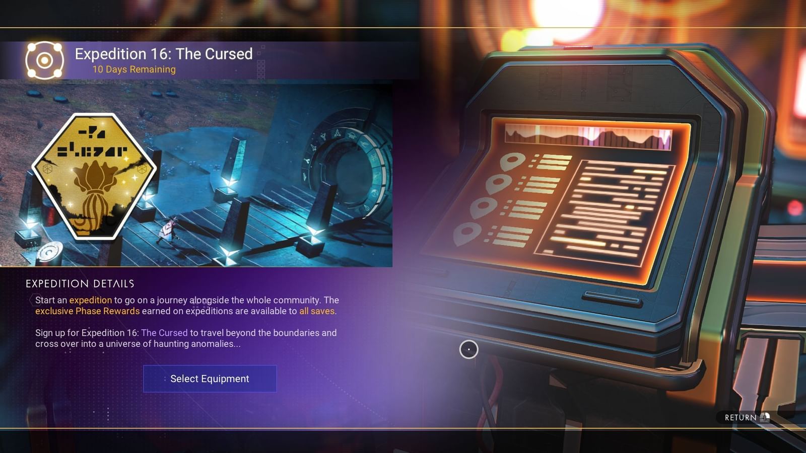 No Man's Sky The Cursed: How to begin Expedition 16