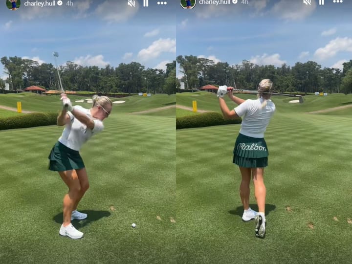 Charley Hull posts impressive swing video flaunting new $160 skirt