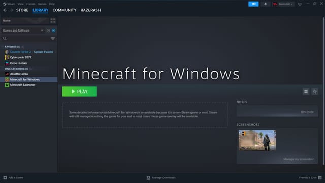 How to add Minecraft to Steam