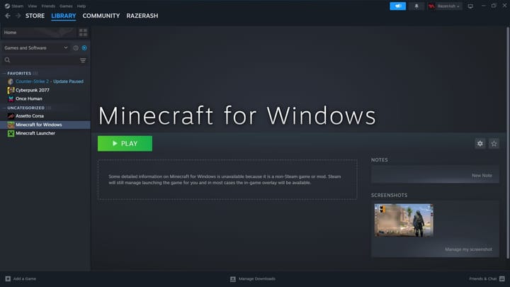 How to add Minecraft to Steam