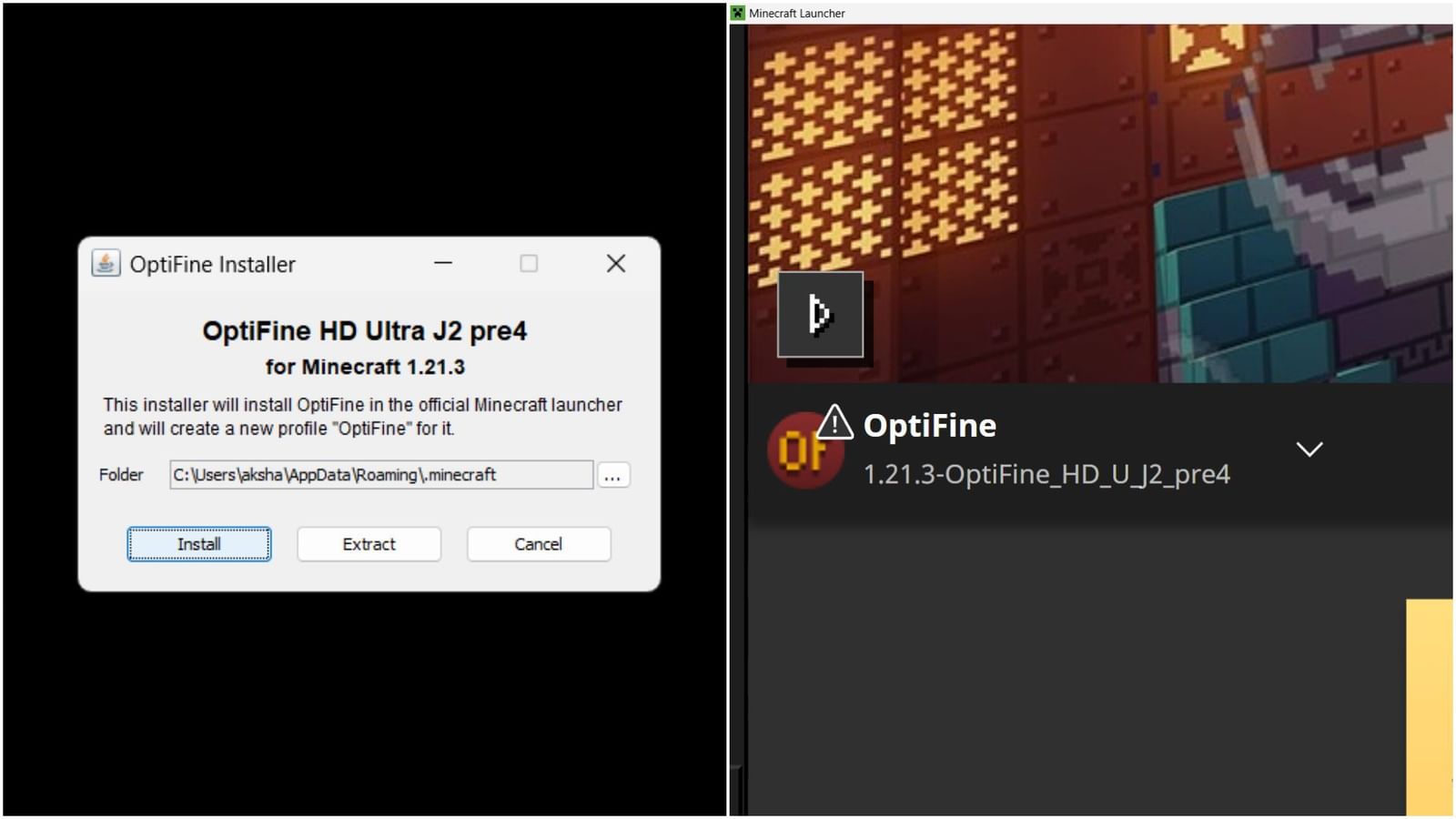 How to download Minecraft OptiFine 1.21.3