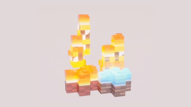 Minecraft player creates beautiful 3D animated fire and leaves